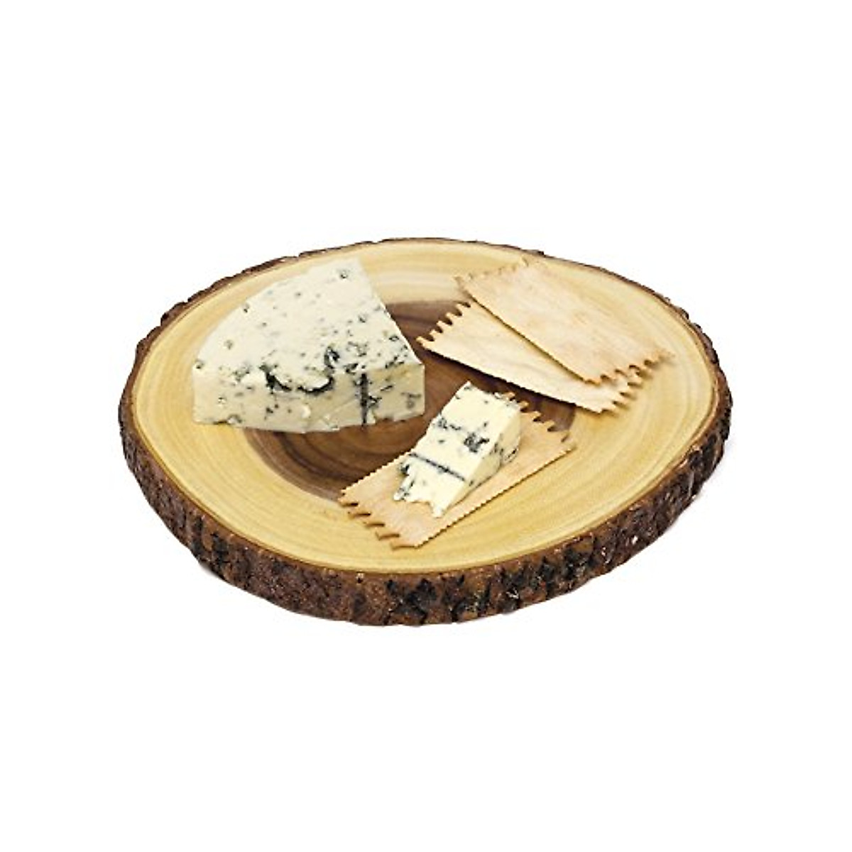 Lipper International Acacia Wood Slab Serving Board With Bark for Cheese, Crackers, and Hors D'oeuvres, Set of 3, Assorted Sizes