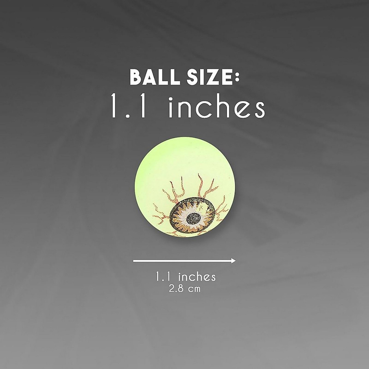 Juvale 50-Pack Glowing Eyeball Bouncy Balls for Kids, Glow in The Dark Halloween Party Supplies, Fun Spooky Eyeballs for Halloween Parties and Themed Celebrations, Decoration Supplies (1 in)