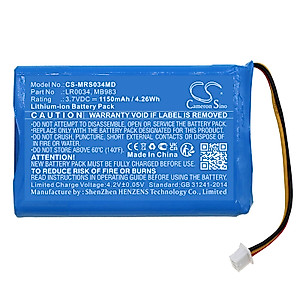 XSPLENDOR 1150mAh Replacement battery for MIR Spirodoc Spirometer Spirobank II Smart BLE Spirometer Spirobank II Basic Spirometer PN LR0034 MB983 PBT LR0034 970085