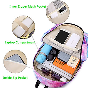 abshoo Lightweight Water Resistant Galaxy Backpacks for Teen Girls School Backpack with Lunch Bag (Galaxy Pink Set)