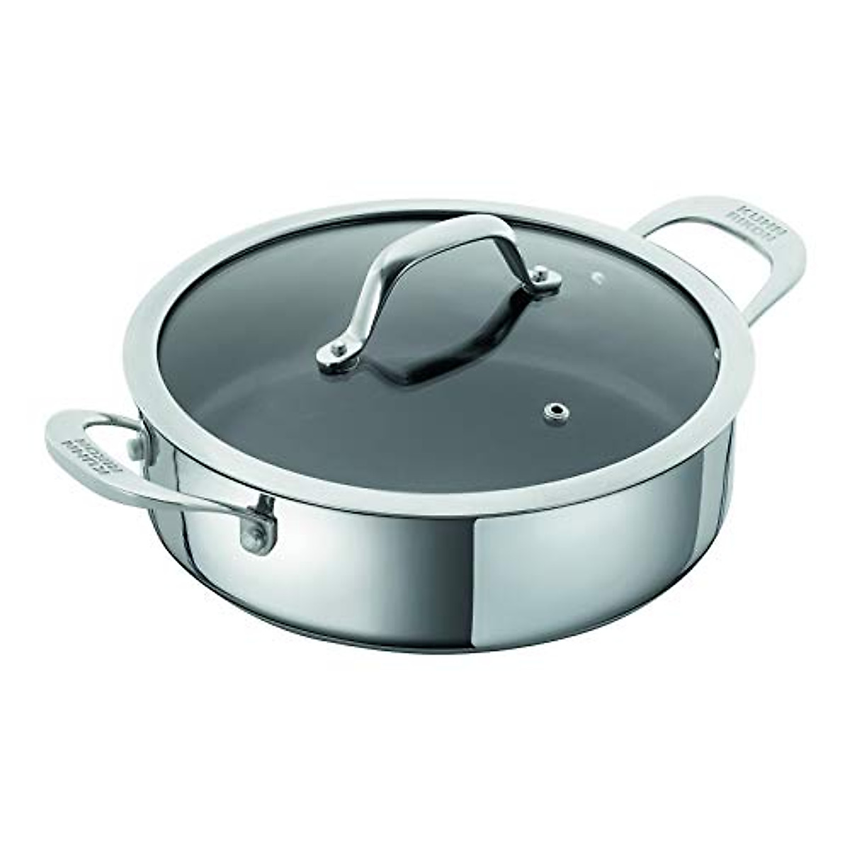 KUHN RIKON Allround Oven-Safe Induction Non-Stick Serving Pan with Glass Lid, 28 cm, Stainless Steel, Silver