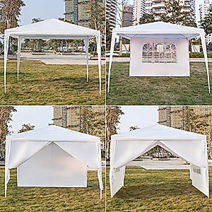 Outvita Outdoor Gazebo White Canopy with sidewalls, Wedding Party Tent with UV Blocking for Parties Sun Rain Shelter Gazebo Canopy Tent (10x10ft)