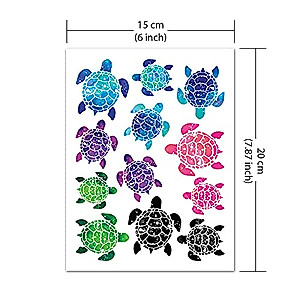 WIRESTER Temporary Tattoo Stickers for Girls Boys Kids Adults, Fake Tattoos on Face Hand Neck Wrist Party Favor Body Art, Tattoo Sheet 6 x 7.87 inch - Turtle Designs (Blue, Pink, Purple, Green, Black)