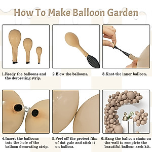 Double Stuffed Nude Balloons with Black Balloons Inside - Matte of Nude Apricot Brown Latex Balloon Garland with 5In 12In 18In, Double Layer Thick Boho Balloon Garland Arch Kit for Party