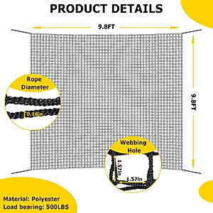 YUCHENGTECH Climbing Cargo Net 9.8' x 9.8' Kids Playground Net Double Layers Heavy Duty Backyard Net Bridge for Tree House Tree Fort Back Yard (9.8' X 9.8')