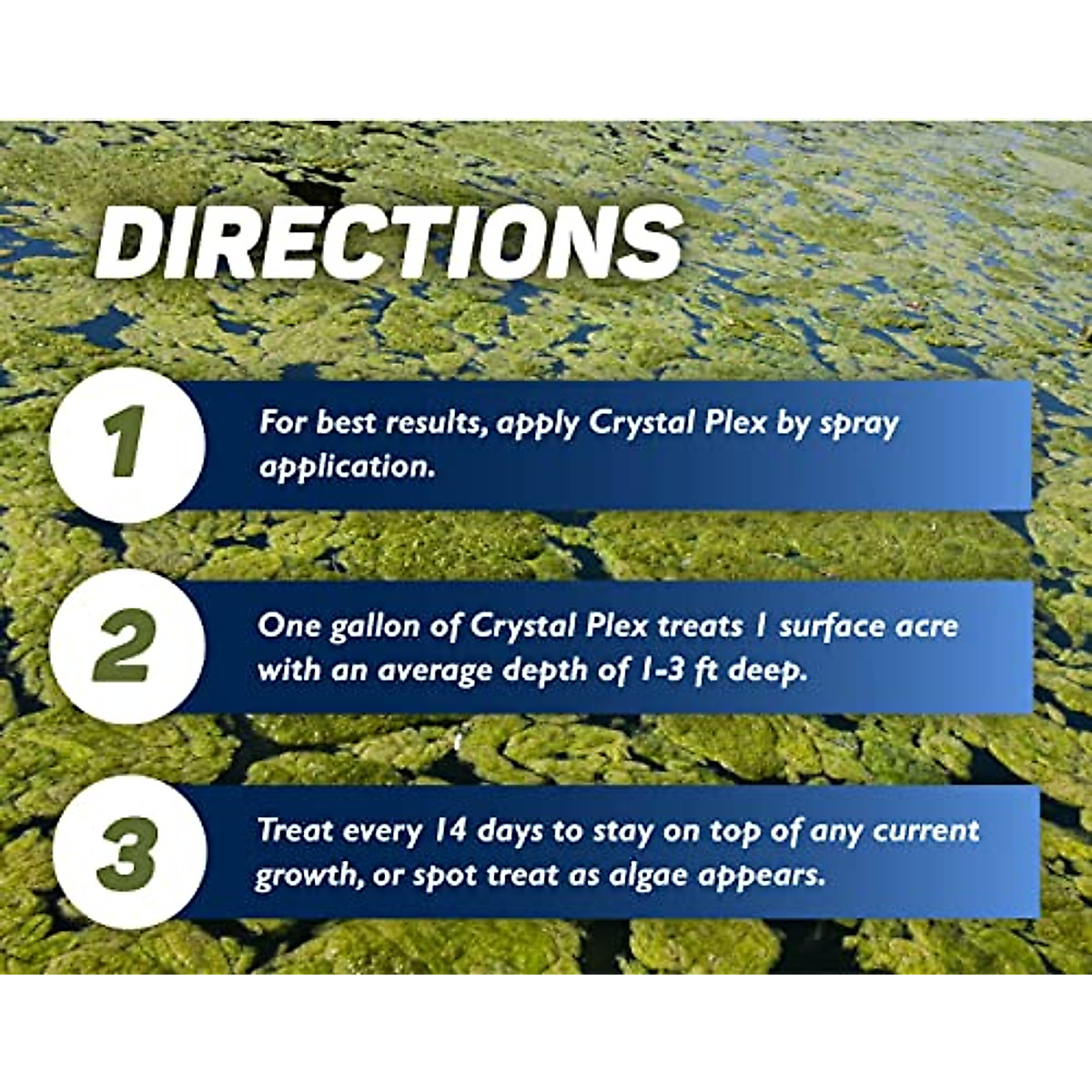 Crystal Plex - Lake and Pond Algaecide Treatment - Liquid Copper Algaecide Kills and Prevents Various Types of Algae (Planktonic, Filamentous, Chara) - 1 Gallon Treats up to 1 Acre