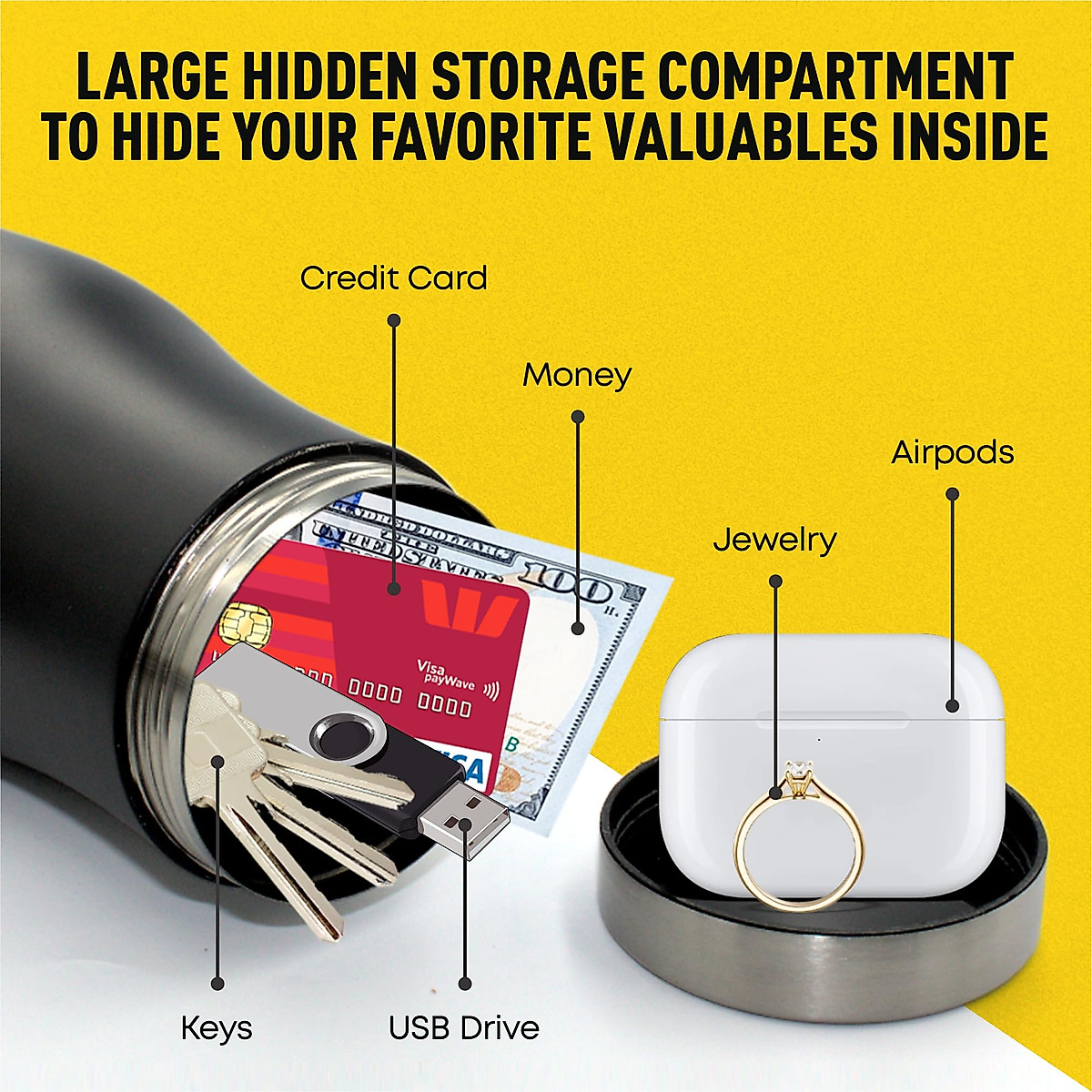 Sneaky Booze 30oz Coffee Tumbler Diversion Safe Stainless Steel Mug Double Wall Vacuum Insulated Can Portable Water Bottle Storage Container Hide Jewelry Valuables Secret Hidden Travel Cup Army Green