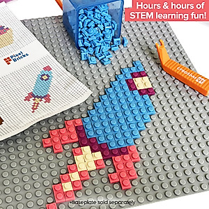 Creative QT 1600 Pieces Plate 1x1 Bricks, Pixel Mosaic Kit, 8 Colors Classic Building Bricks with 2 Quick Removal Tools, Nano Blocks Art with Design Guide, STEM Building Toy