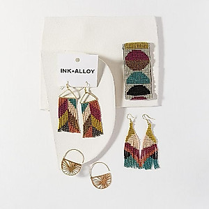 INK + ALLOY Women's Muted Circles Stretch Beaded Cuff Bracelet Handmade Jewelry for the Modern Bohemian