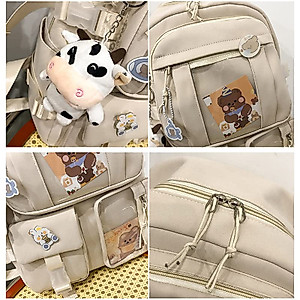 Dearsee Kawaii Backpack with Cute Pin Accessories Plush Pendant Kawaii Backpack Cute Aesthetic Backpack