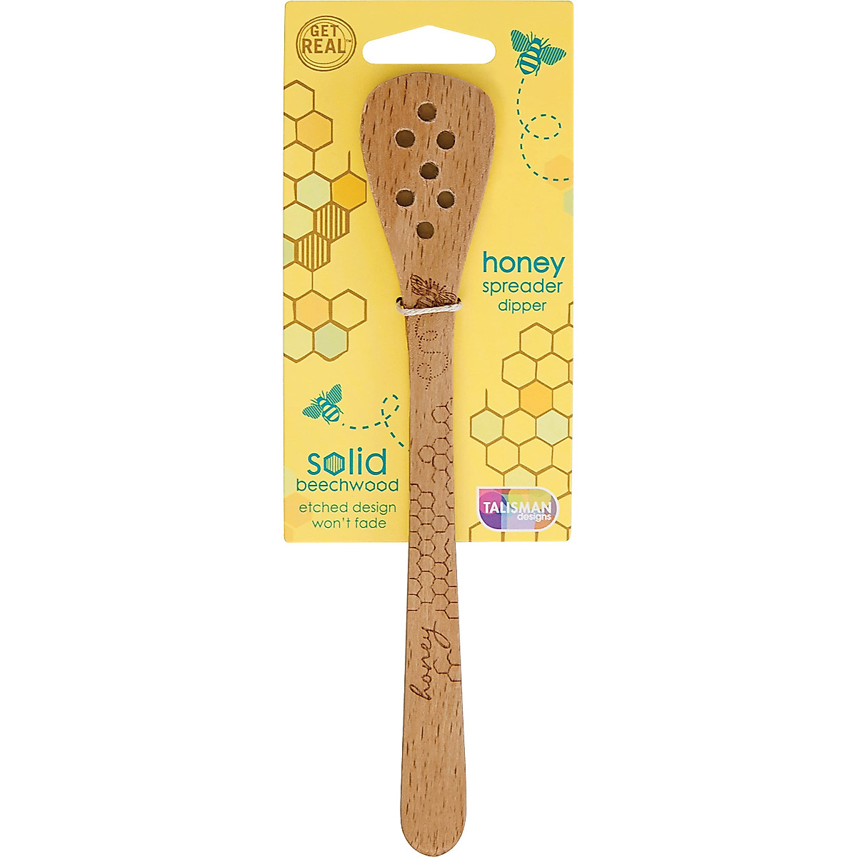Talisman Designs Laser Etched Beechwood Honey Spreader | Honey Bee Design | Honey Spoons | Cooking Beechwood Utensils | Honey Server | Kitchen Utensils