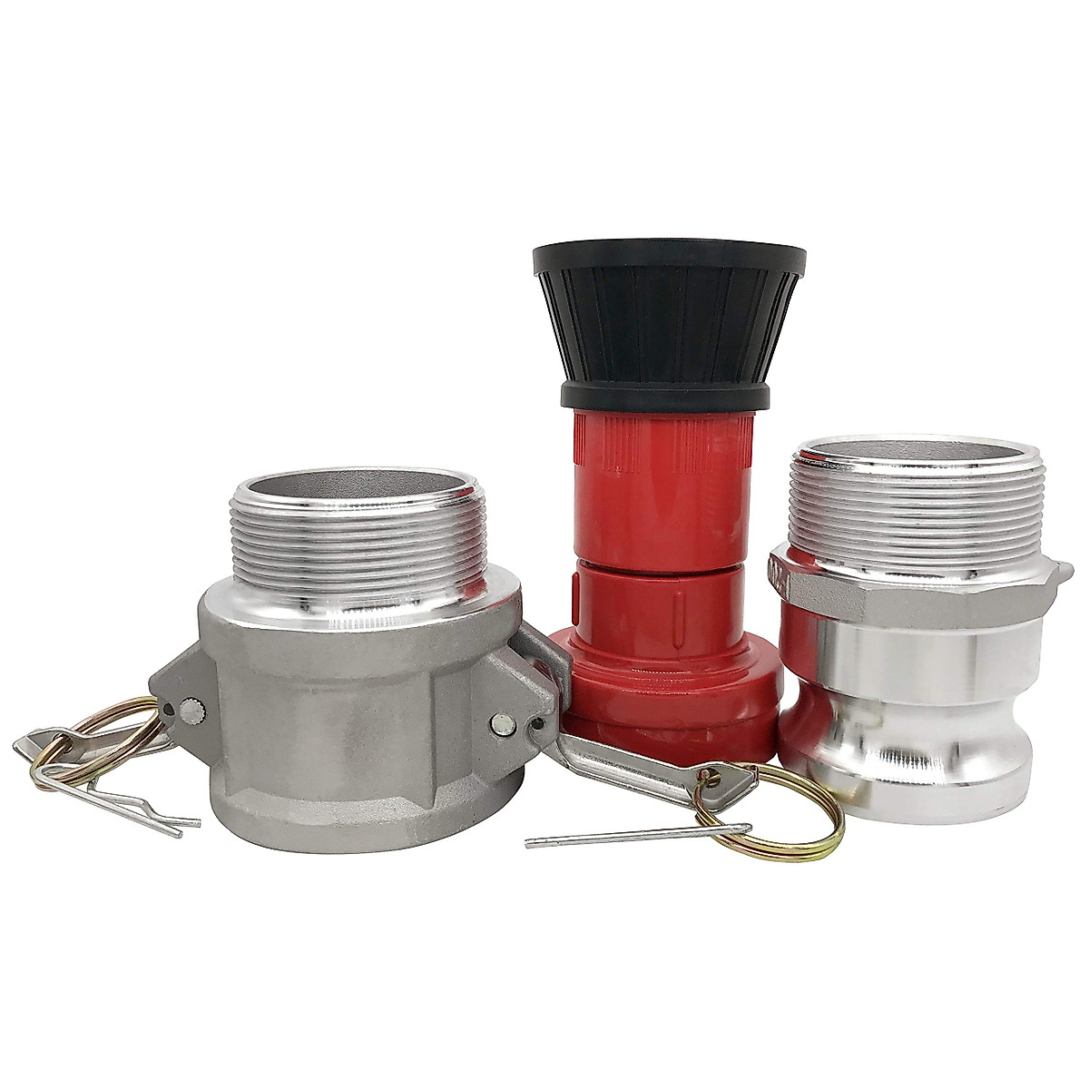 SpringSpray 2" NPSH Heavy-Duty Industrial Fire Hose Nozzle with 2 x Aluminum 2 inch Camlock Fittings Couplings Fire Equipment Constant Flow Fog Nozzle