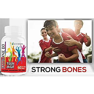 Minton Well-C Fitbone d3 Calcium for Kids Teenagers with Magnesium Zinc Vitamin D and B12 for Strong Bones | Immunity | Growth | Height (10-16 Years)-60 Chewable Tablets