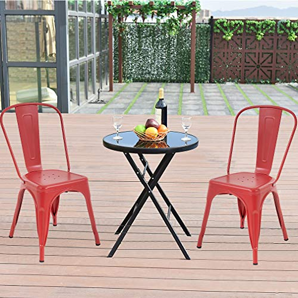 Metal Dining Chairs Set Of 4 Indoor Outdoor Chairs Patio Chairs 18 Inch Seat Heigh Kitchen Chairs Tolix Side Bar Chairs Trattoria Metal Chairs Restaurant Chair 330LBS Weight Capacity Stackable Chair