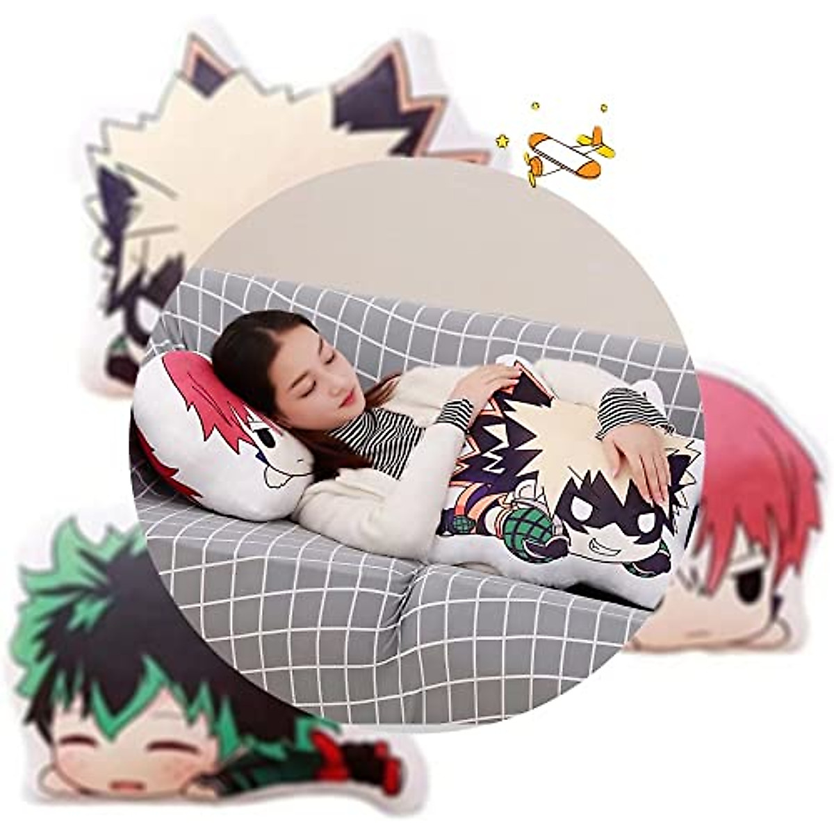My Hero Animation Plush Throw Pillows Bakugou Plushie Throw Anime Cartoon Bed Sofa Decorative Pillows Fans Gift Cosplay 35cm/13.7 Inch -A