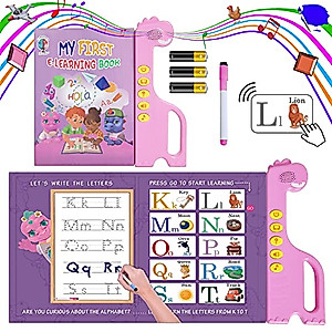Curious 2 Learn ABC Learning for Toddlers, Busy Book, Speech Therapy, Alphabet Sound Book, Preschool Learning Activities, Letter Tracing, English & Spanish, Educational Toys - Age 3+ Girls / Boys