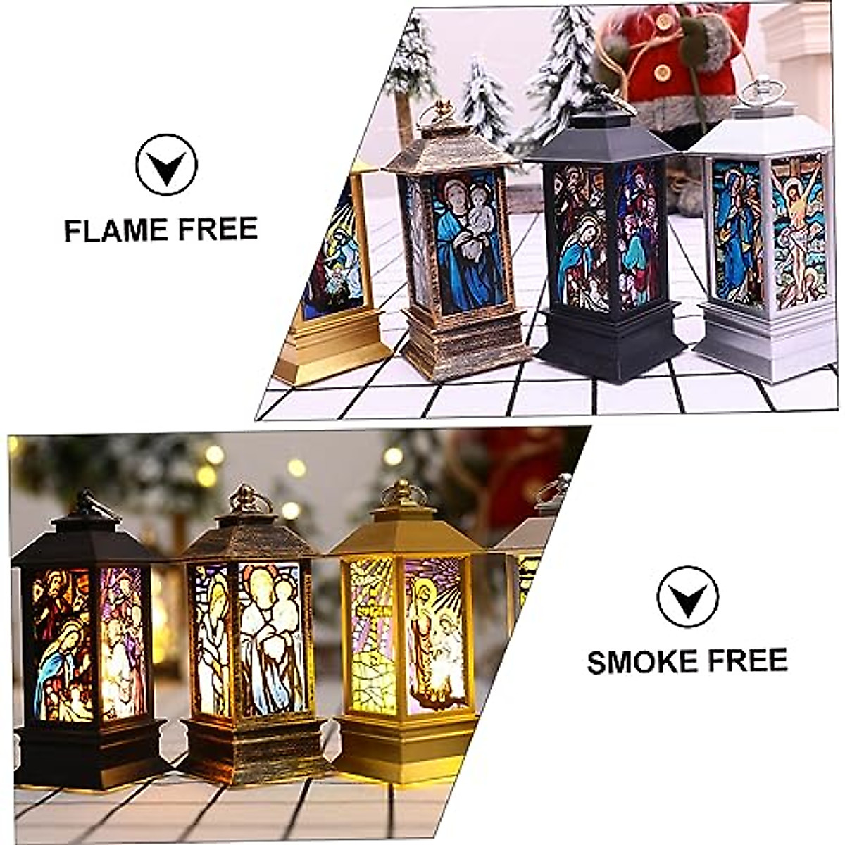 NOLITOY 3pcs for Globe Simulated Outdoor Snow Party Without Snowing Lighted Lights Lanterns Supplies Lighting Glittering Oil Christmas Candle Light Halloween Handheld Night Nativity