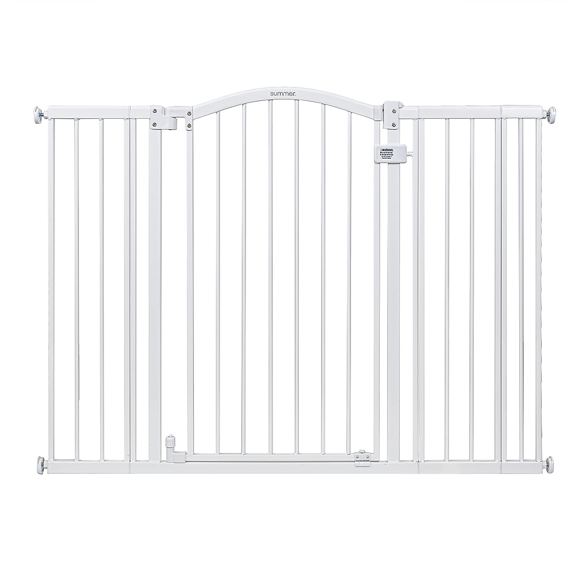 Summer Infant Extra Tall & Wide Safety Pet and Baby Gate, 29.5"-53" Wide, 38" Tall, Pressure or Hardware Mounted, Install on Wall or Banister in Doorway or Stairway, Auto Close Walk-Thru Door - White