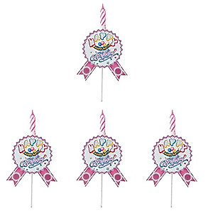 4pcs Candle Birthday Singing Pink LED Insert Decoration Fancy Cuake Gender Music Party Happy Dessert Supplies Powered with Reusable Reveal Cake Shower Unique Baby Picks Food for