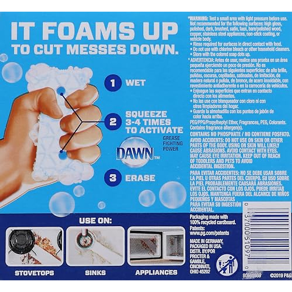 Mr. Clean Magic Eraser Kitchen with Dawn, Cleaning Pads with Durafoam, 2 Count