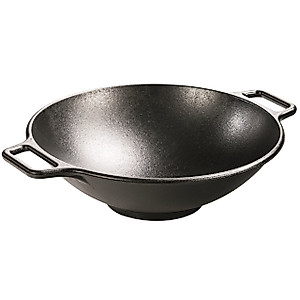 Lodge BOLD 14 Inch Seasoned Cast Iron Wok; Design-Forward Cookware & Tempered Glass Lid (12 Inch) – Fits 12 Inch Cast Iron Skillets and 7 Quart Dutch Ovens