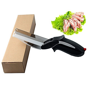 Food Cutter Smart Scissors, Salad Chopper Scissors Vegetable Scissors with Built-in Cutting Board Easy Cutting Suitable for You and Your Friends