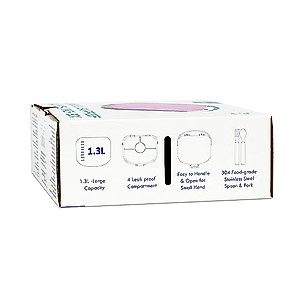 Lehoo Castle Bento Lunch Box for Kids, Large Kids Lunch Box with Cutlery＆4 Compartments＆Silicone Handle, Leak-proof Portable 1.3L Lunchbox Bento for Kids BPA-free Easy Opened (Blue)