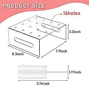 HOUSEEN 20 Pack Push Pops Containers and 16 Holes Acrylic Cake Pop Display Stand, Plastic Cake Push-up Pop with Lids, Base & Sticks, for Weddings Baby Showers Birthday Christmas Party