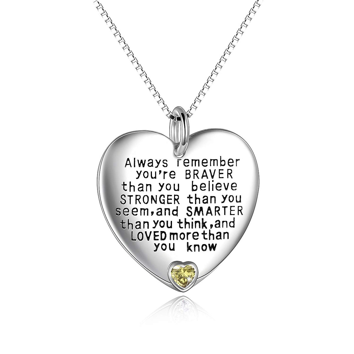 YFN Sterling Silver Always Remember You are Braver Than You Believe Jewelry Pendant Necklace Inspirational Gifts (November)