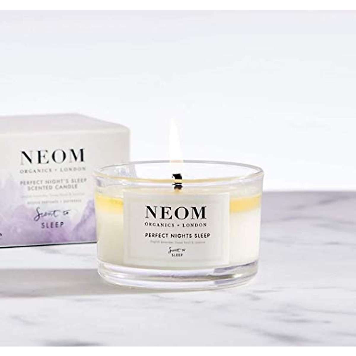 NEOM Lavender, Jasmine & Basil Candle, Travel Size | Scent to Sleep | Essential Oil Aromatherapy Candle | 100% Natural Fragrance