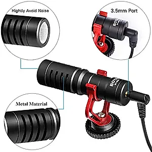 BOYA by-MM1 Camera Microphone with Shock Mount/Windshield Universal Shotgun Microphone for Cameras & Camcorders,iPhone, Android Smartphones