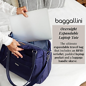 Baggallini Overnight Expandable Laptop Tote - Lightweight Travel Bag for Women, Navy