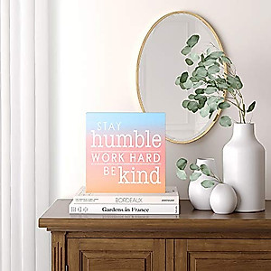 Barnyard Designs 'Stay Humble' Wooden Box Sign Motivational Desk Decor, Primitive Decor Office Desk Decorations for Women Office Bathroom Shelf Decor, Inspirational Desk Decor, 8x8