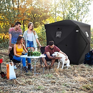 Gymax Ice Shelter, Pop-up Waterproof Fishing Tent 2-Person Portable Ice Tent with Detachable Windows, Zippered Door & Carry Bag