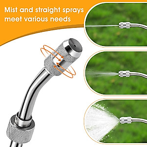 44 Inch Sprayer Wand, 3/8" & 1/4" Brass Barb Universal Sprayer Wand Replacement, Stainless Steel Sprayer Parts with Shut off Valve & 2 Hose Clamps, Spray Wands for Garden Hose, 1/2" Connector