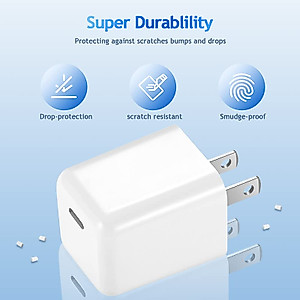 NASREIN USB C PD Fast Charger 20W,2-Pack Type C Wall Charger PD3.0 USB C Charging Box Brick Plug Block Cube Power Adapter for ipad,iPhone 13/12/11/SE,Sumsung Galaxy,Moto,AirPods,Android Cell Phones