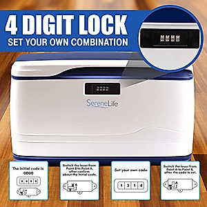 SereneLife Locking Storage Container Bin - 8 Gallon Large Capacity - Stackable Storage Tote Deck Tough Box - Durable Plastic Household Organizer Bins with Lid, Combination Lock Security - SLSBIN10