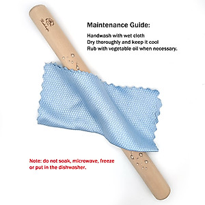 Bakehope Rolling Pin for Baking Pasta Pizza Bread, Natural Beech Wood Dough Roller(15.75 Inches, dowel)