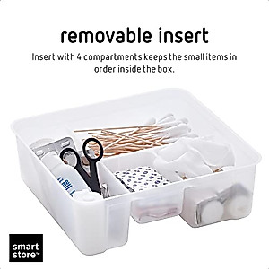 SmartStore 8L Plastic First Aid Box - Medicine Storage Box with Insert - Transparent and Lockable Medicine Box - BPA Free - Clip Locked - L28 x W28 x H17cm