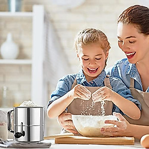 PIQUEBAR Flour Sifter - 5 Cup Fine Mesh Hand Crank Sifter Stainless Steel with Agitator Wire Loop for Baking, Powdered Sugar Duster Set
