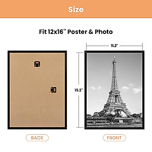 upsimples 12x16 Frame Black 3 Pack, Picture Frames 12 x 16 for Horizontal or Vertical Wall Mounting, Scratch-Proof Wall Gallery Photo Frame