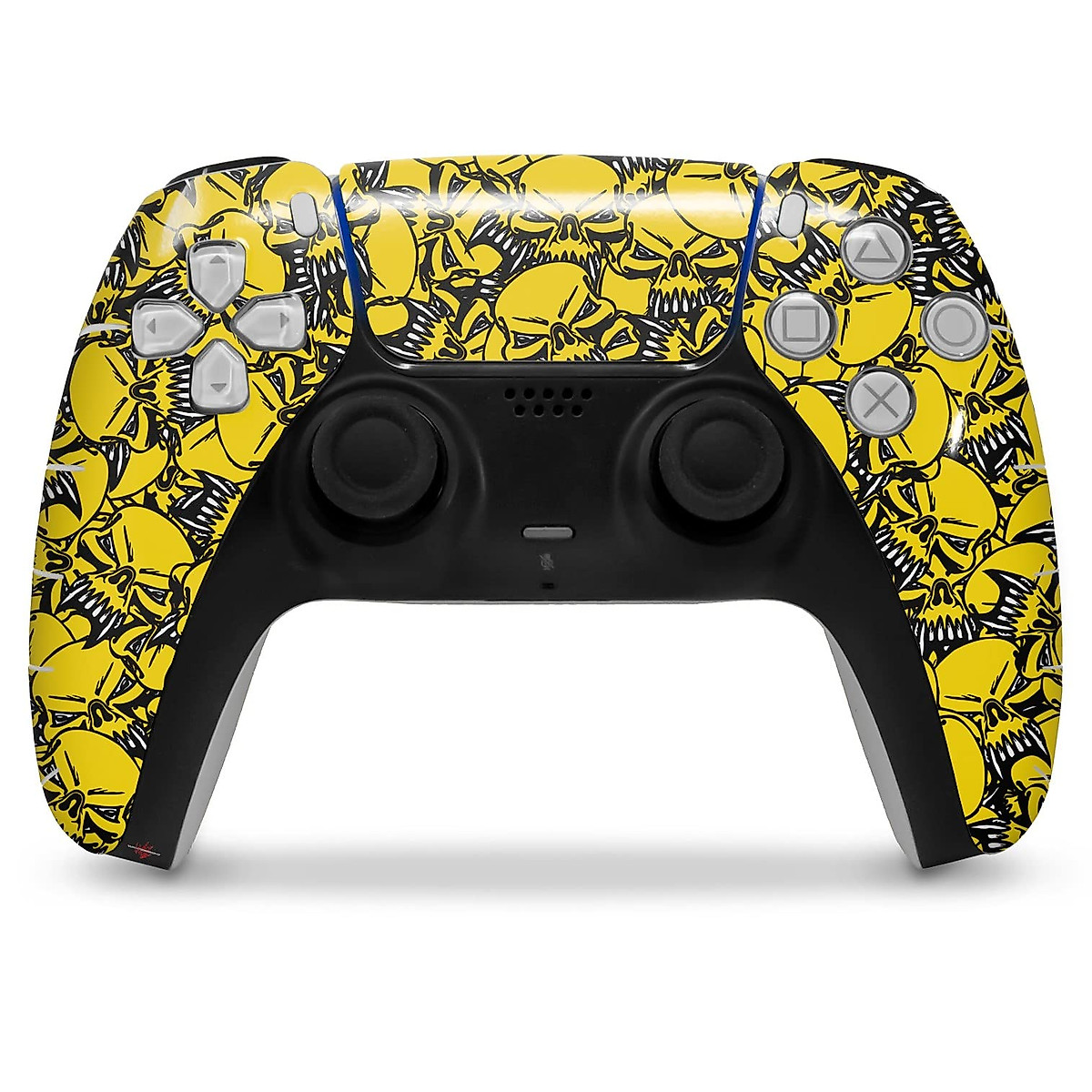 WraptorSkinz Skin Wrap compatible with Sony PS5 DualSense Controller Scattered Skulls Yellow (CONTROLLER NOT INCLUDED)
