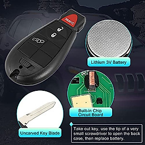 X AUTOHAUX Replacement Keyless Entry Remote Car Key Fob GQ4-53T 433Mhz for Jeep Cherokee 2014-2019 4 Buttons with Door Key