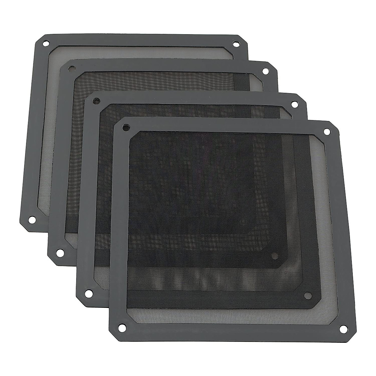 ZYAMY 4pcs 140mm PC Fan Dust Filter Magnetic Frame Computer Fan Grills Dust Mesh PC Cooler Filter Screen Dustproof Case Covers 14cm x 14cm, Black