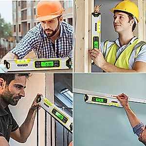 12-Inch Digital Torpedo Level and Protractor Aluminum Inclinometer Angle Finder with Backlight LED Display & V-Groove Magnetic Base, IP54 Dust/Water Resistant Smart Level