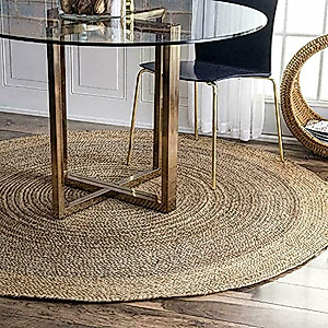 Vipanth Hand Braided Round Grey with Natural Border Jute Rug Handmade Area Rug for Home Decor, Kitchen, Hallway, Living Room (60 x 60 cm Round)