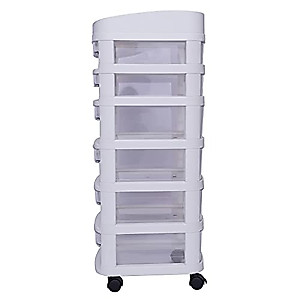 Plastic Wide Storage Drawer Cart Cosmetic Storage Tower Craft Storage Containers Bins with 6 Clear Drawers
