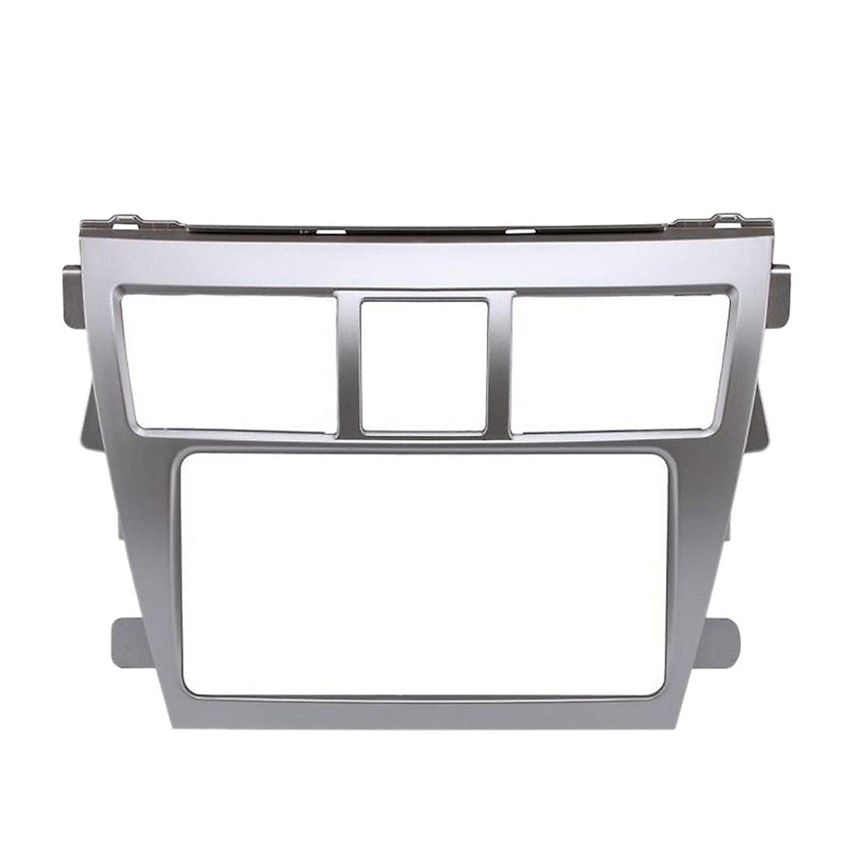Mhakrl Silver Car Radio Fascia Panel for Toyota Vios Yaris Sedan Belta Radio Frame Radio Stereo Dash Installation Mount Trim Kit Face Plate Audio Panel DVD Navigation Panel Frame 2 Din