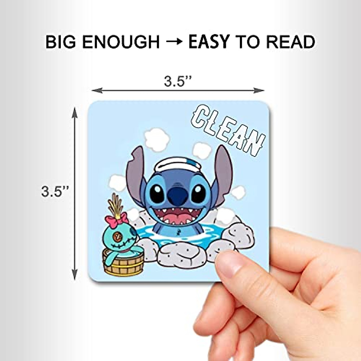 GOPEWON Dishwasher Magnet Clean Dirty Sign Indicator, Washing Machine Magnet Double Sided Kitchen Dish Washer Refrigerator Magnet Flip with Magnetic Plate (St1tch)