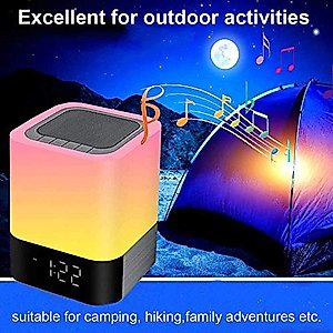 Gallstep Night Lights Bluetooth Speaker, Alarm Clock Bluetooth Speaker Touch Sensor Bedside Lamp Dimmable Multi-Color Changing Bedside Lamp, MP3 Player, Wireless Speaker with Lights